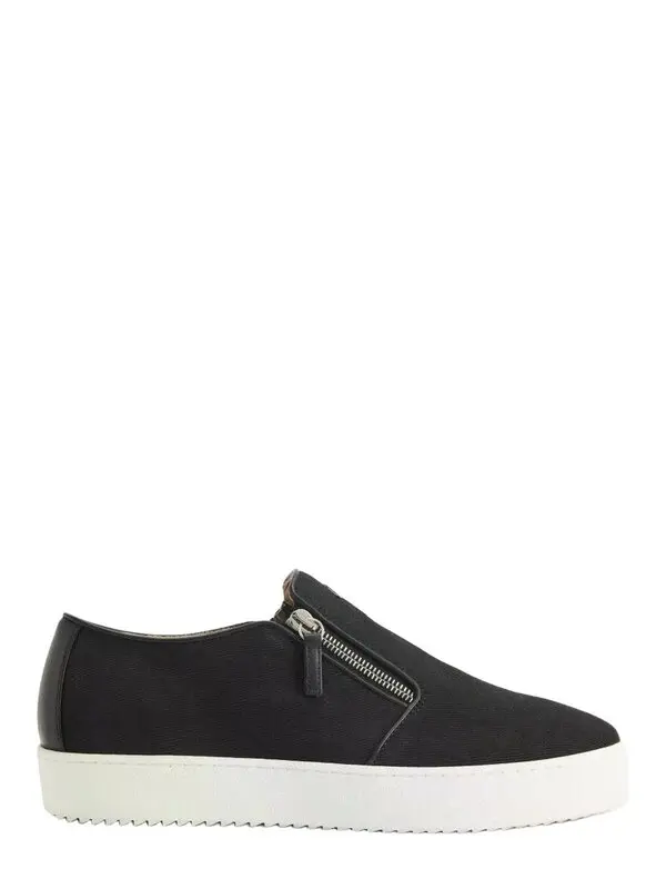 GIUSEPPE ZANOTTI Logo-plaque Slip-on Sneakers - Black
