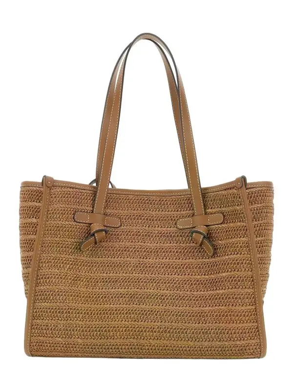 MARCELLA CLUB Woven Straw Shoulder Bag - Brown