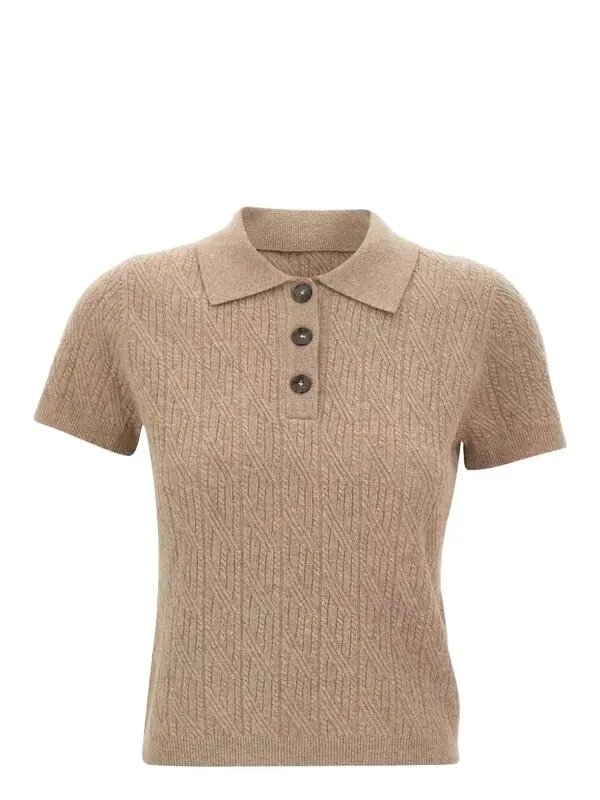 THE GARMENT Como Cable-knit Polo Top - Neutrals