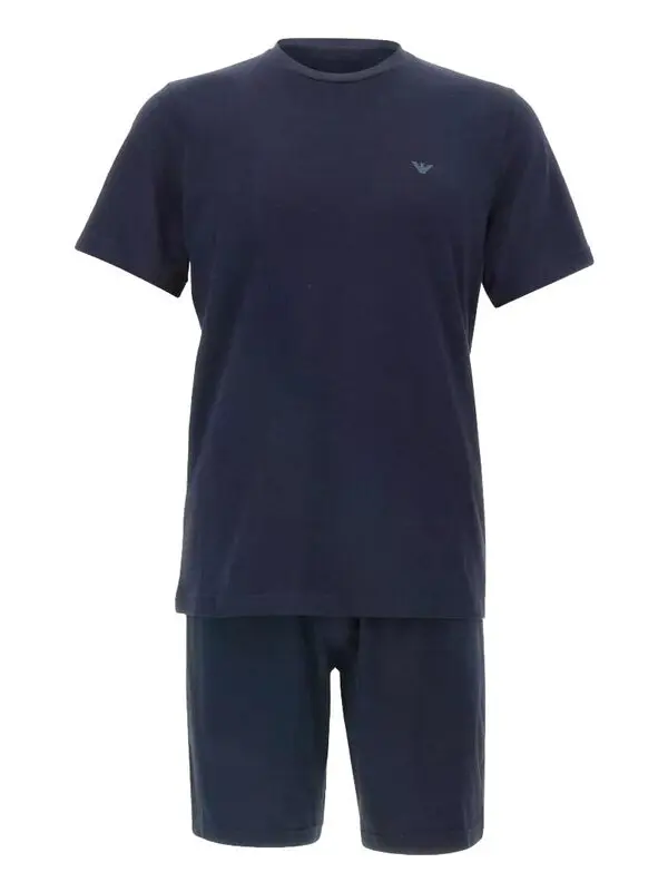 Emporio Armani Eagle-logo T-shirt Pyjama Set - Blue