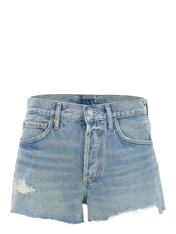 AGOLDE Parker Frayed Denim Shorts - Blue