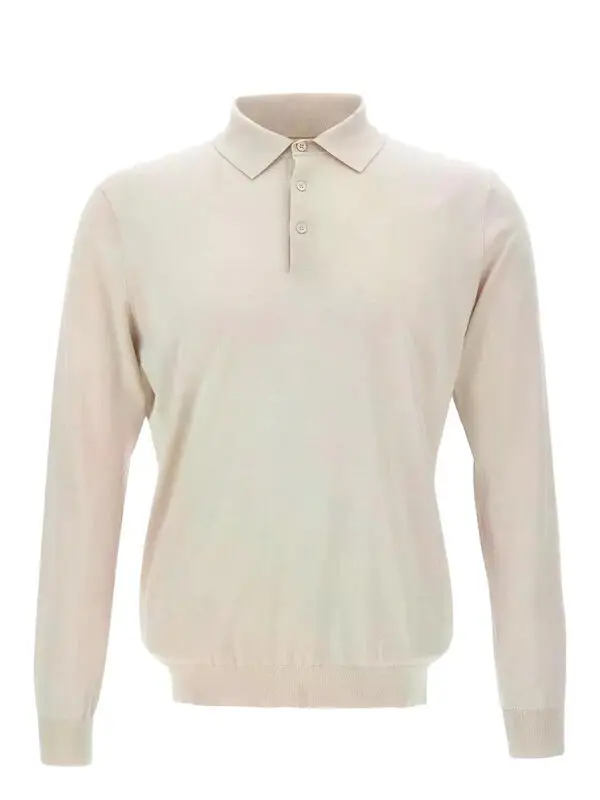 KANGRA Long-sleeve Ribbed Polo - Neutrals