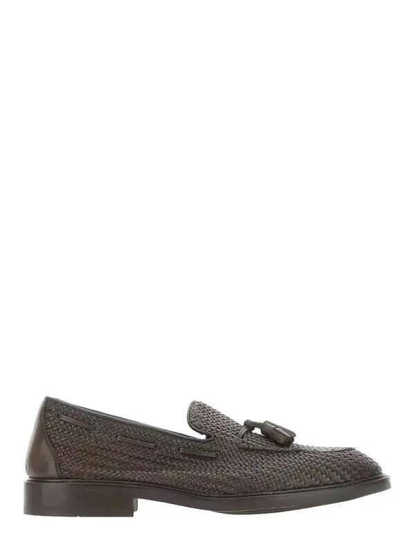 ALEXANDER HOTTO Woven Tassel Loafers - Brown