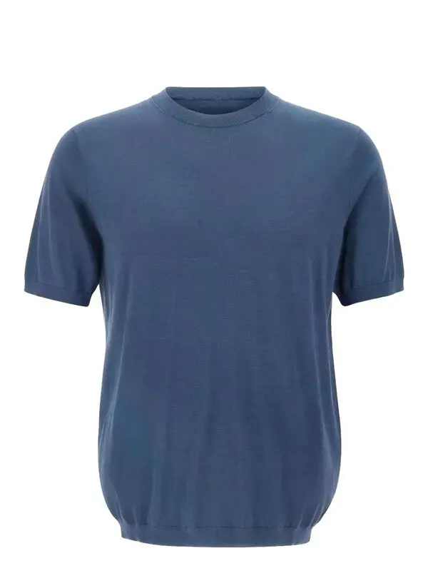 KANGRA Short-sleeve Ribbed Sweatshirt - Blue