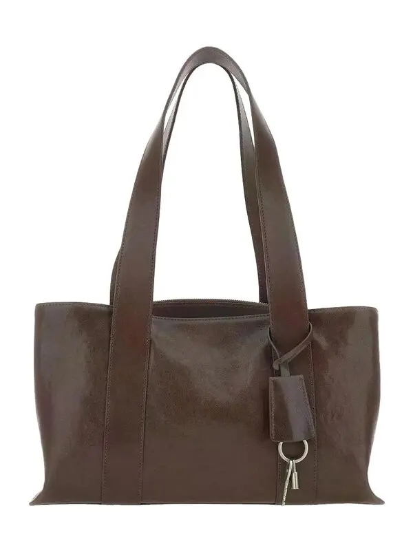 OSOI Leather Shell Duffle Shoulder Bag - Brown