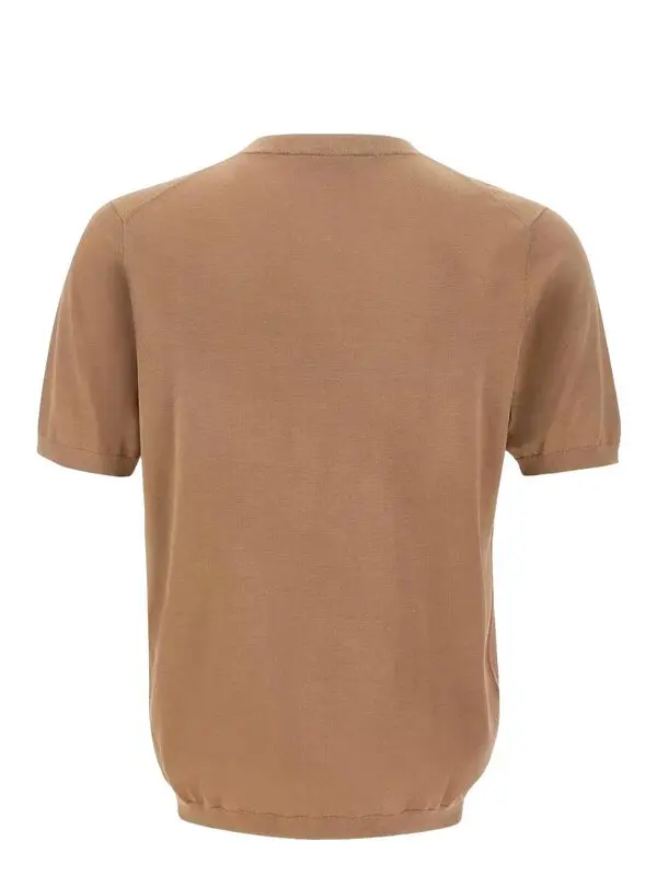KANGRA Short-sleeve Ribbed Sweater - Brown