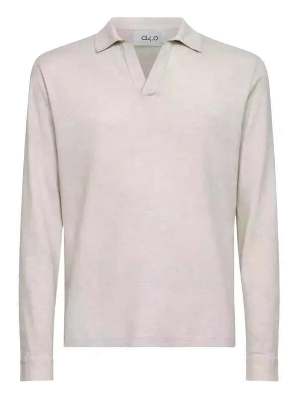 D4.0 V-neck Long-sleeve Polo Shirt - Neutrals