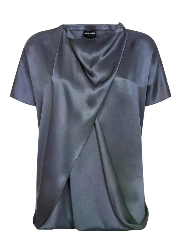 Giorgio Armani Draped Asymmetric Top - Blue