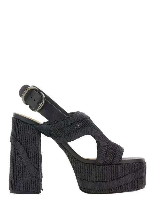 CastaÑer Embroidered Platform Sandals - Black