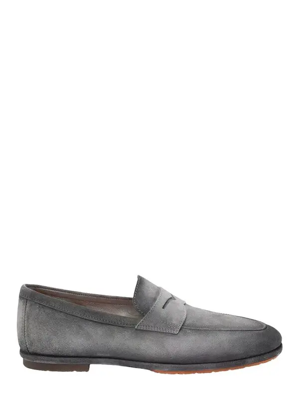 Santoni Penny Leather Loafers - Grey