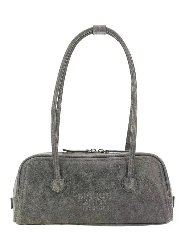 MARGESHERWOOD Soft Boston Embossed Logo Shoulder Bag - Grey