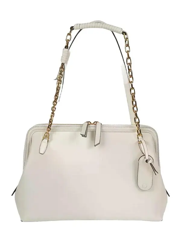 Etro Medium Leather Shoulder Bag With Chain - White