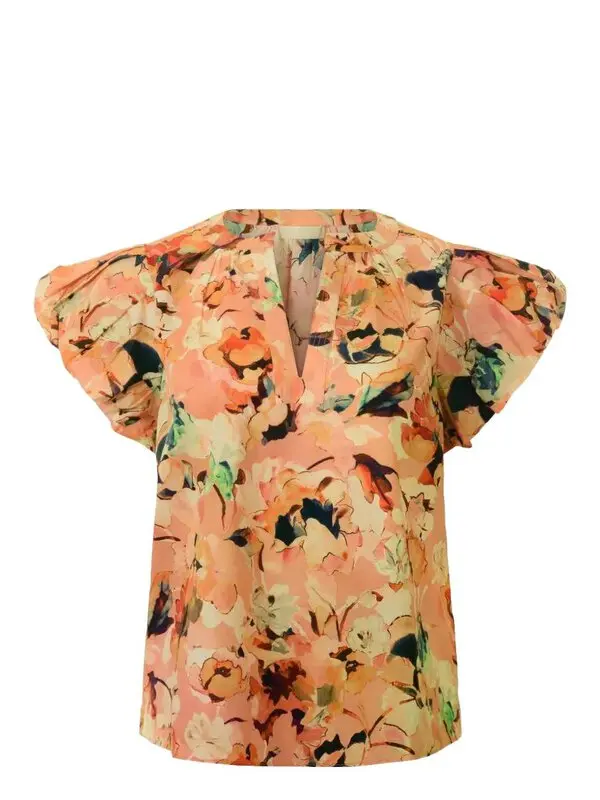 Ulla Johnson Floral V-neck Blouse - Orange