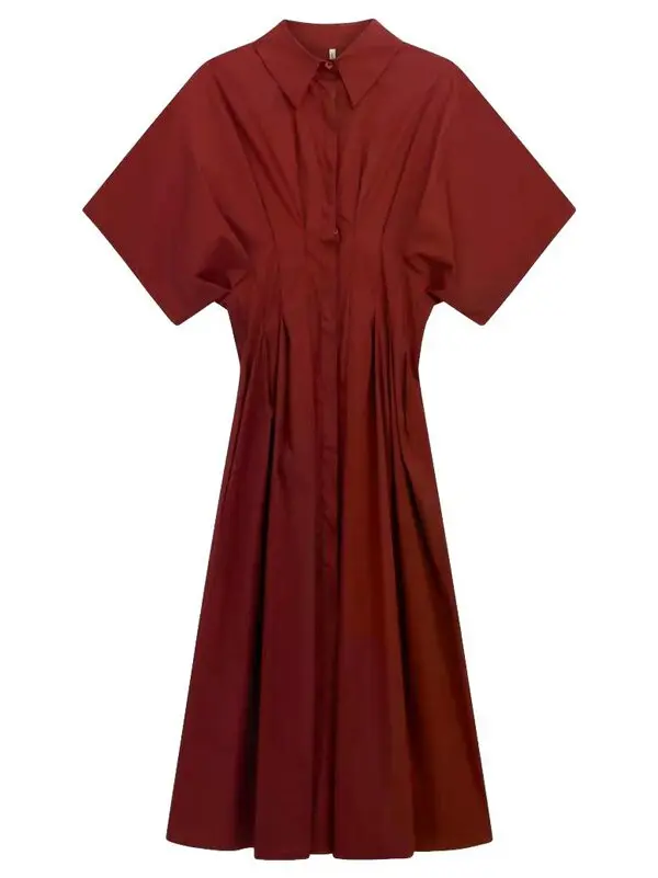 Liviana Conti Therese Polo-collar Shirt Midi Dress - Red