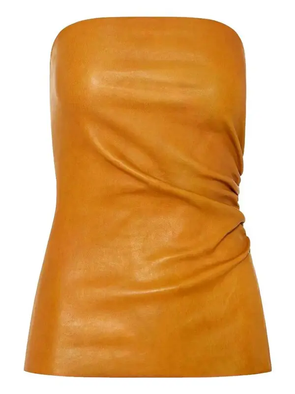 Stouls Gathered Leather Top - Orange