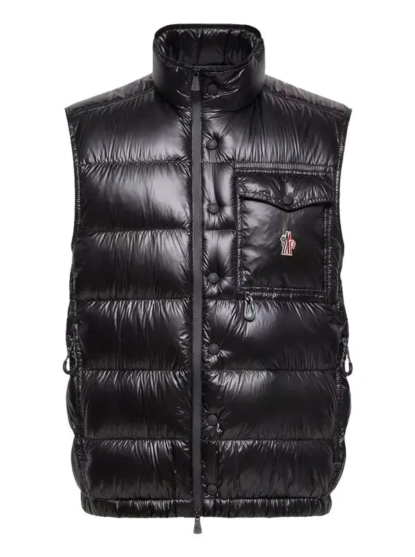 Moncler Padded Vest With Logo Patch - Black