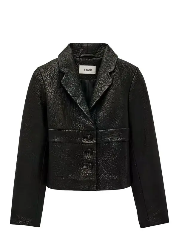 Ba&sh Leather Cropped Jacket - Black