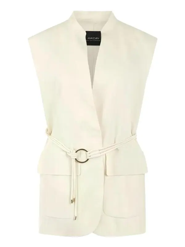 MARCCAIN Belted Mandarin-collar Gilet - Neutrals