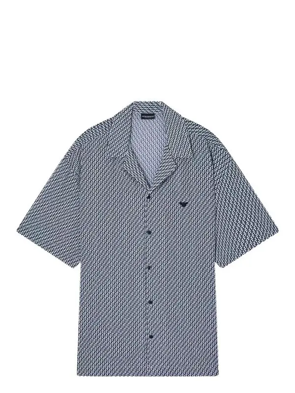 Emporio Armani Buttoned Patterned Beachwear Shirt - Grey