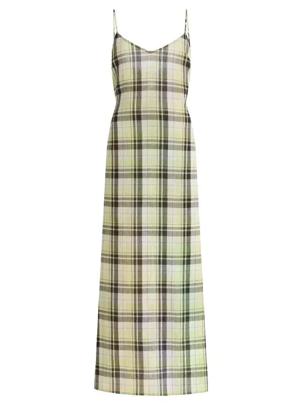 Proenza Schouler White Label Evelyn Plaid V-neck Maxi Dress - Green