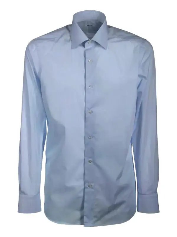 FRAY Italian Collar Cotton Shirt - Blue