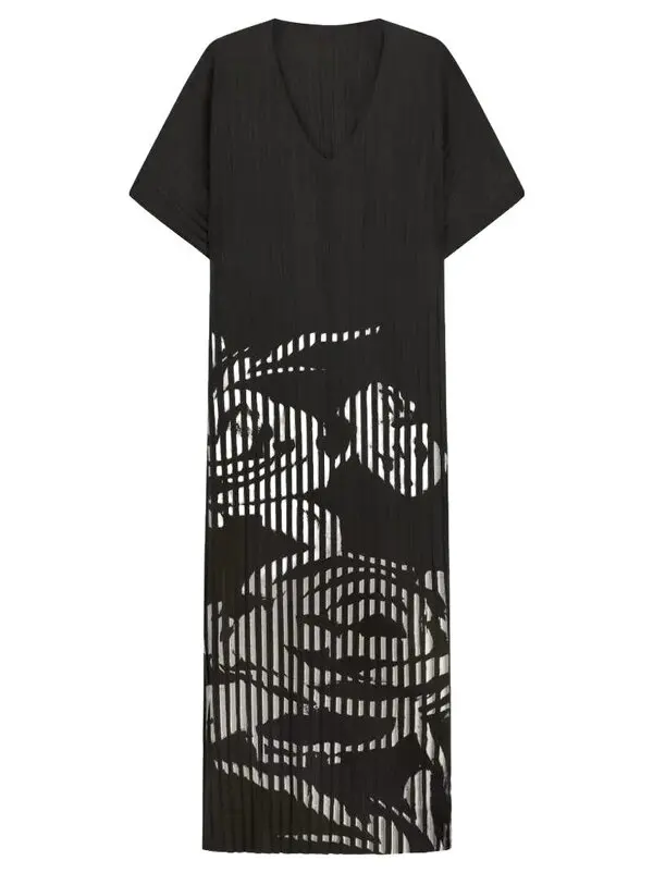 Liviana Conti V-neck Floral Print Dress - Black
