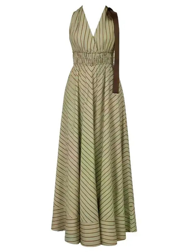 Liu Jo Striped V-neck Dress - Green