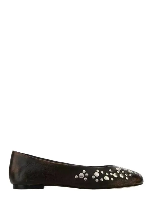 Gimaguas Studded Leather Ballet Flats - Brown