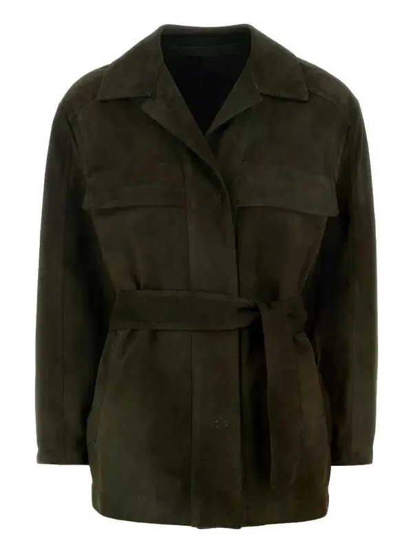 SALVATORE SANTORO Belted Suede Jacket - Green