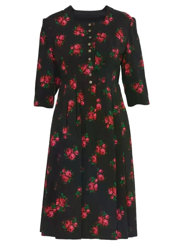 Vintage 2019 Floral-print Midi Dress - Black
