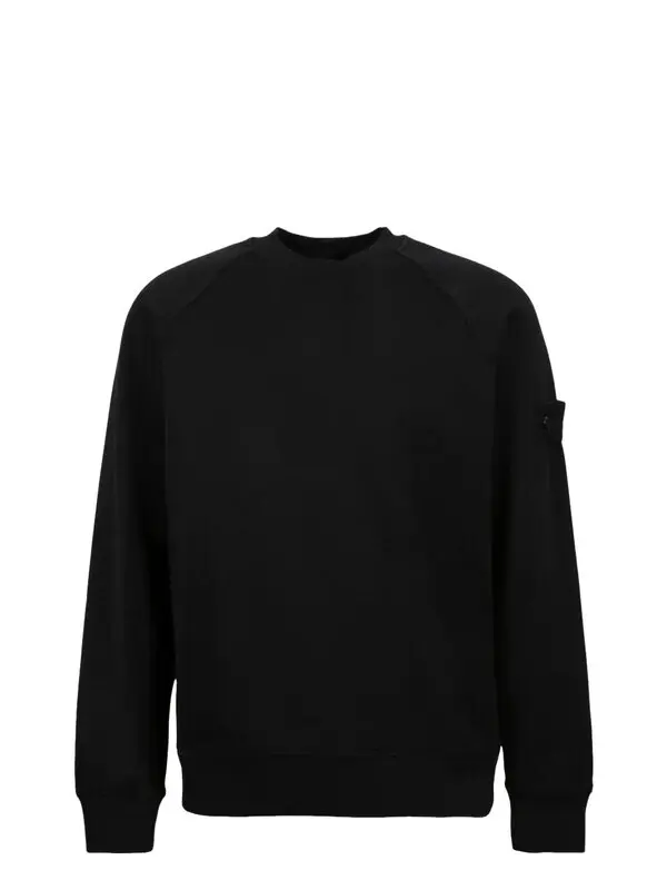 Stone Island Crewneck Sweatshirt With Logo Badge - Black