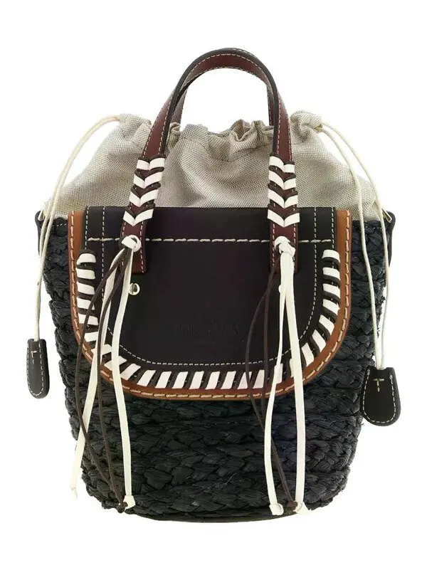 CUBA LAB X Sanpa 'habanera Cuoieria' Woven Handle Bucket Bag - Black
