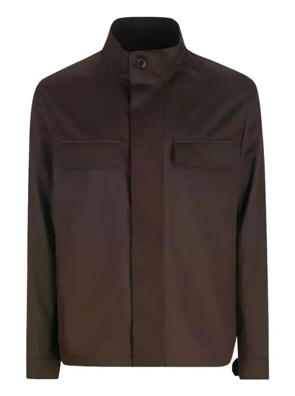 Zegna Leather-detail Jacket - Brown