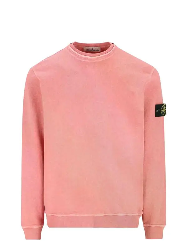 Stone Island Crew-neck Sweatshirt With Patch - Pink
