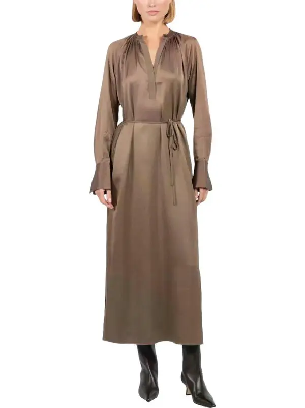Filippa K Tie-waist V-neck Midi Dress - Brown