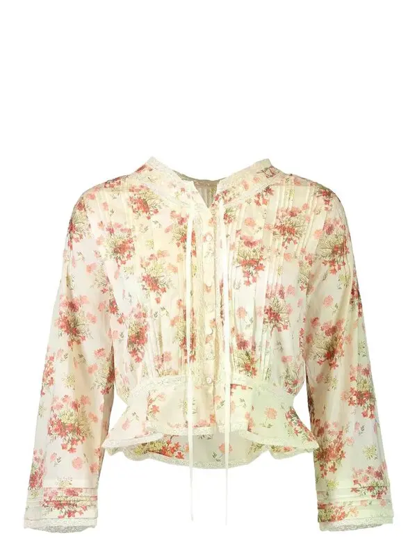 DÔEN Hillock Floral Lace-trim Blouse - Neutrals
