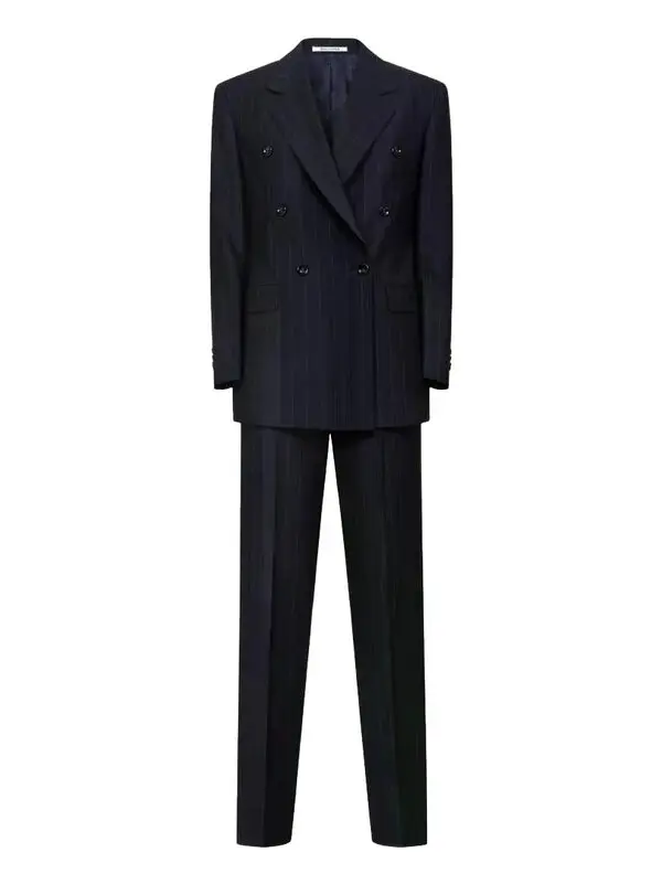 Tagliatore Pinstriped Double-breasted Suits - Blue