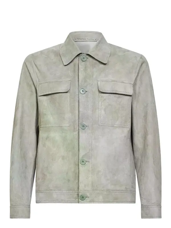 SALVATORE SANTORO Button Chest Pocket Leather Jacket - Grey
