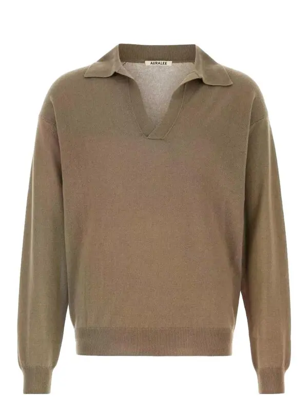 Auralee Polo-collar Sweater - Neutrals