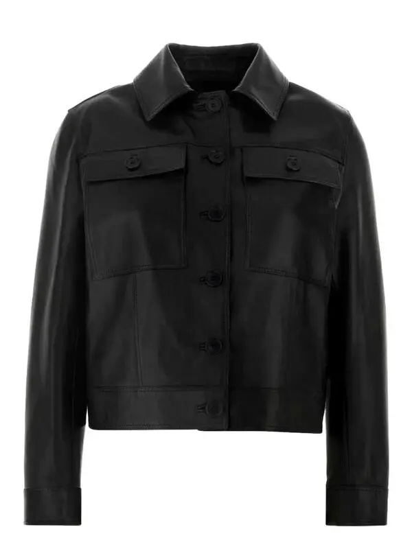 SALVATORE SANTORO Leather Buttoned Jacket - Black
