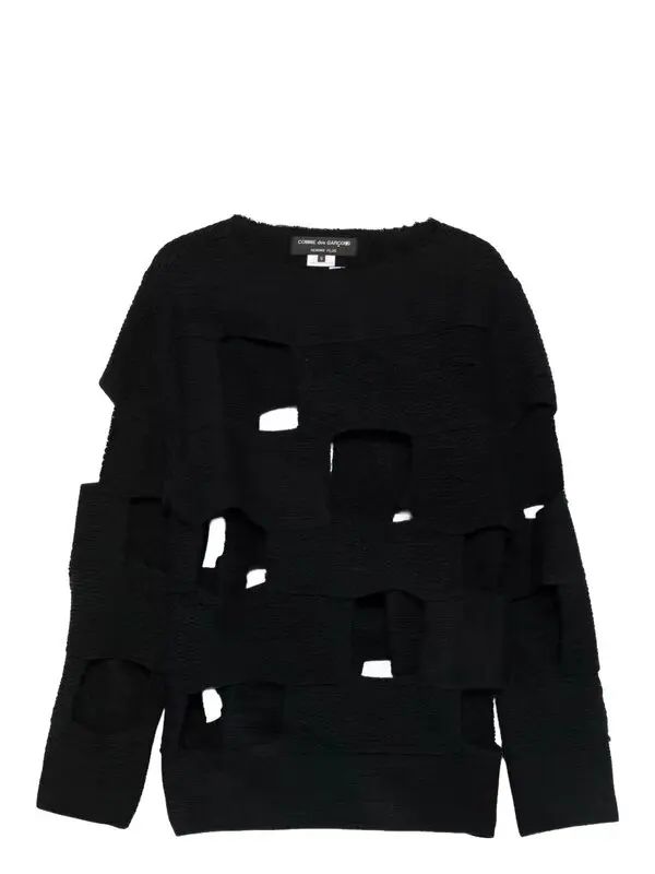 Comme Des Garçons Striped Panelling Crew-neck Sweater - Black