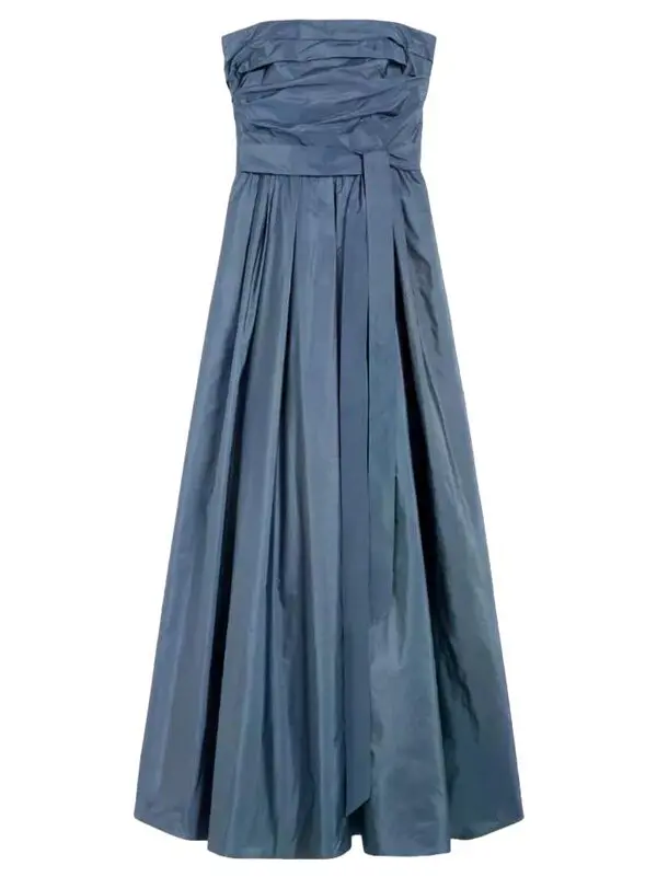 Max Mara Strapless Belted Maxi Dress - Blue