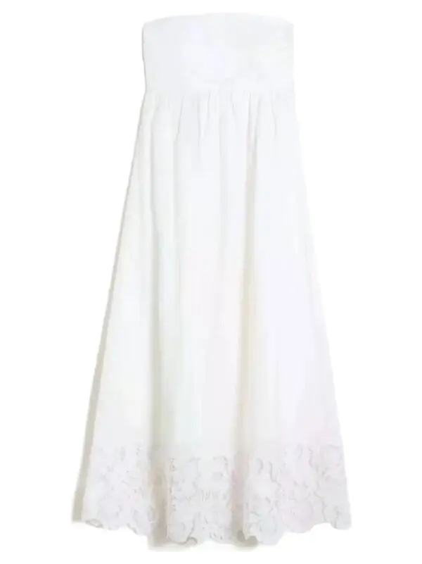 Max Mara Cena Strapless Lace Dress - White