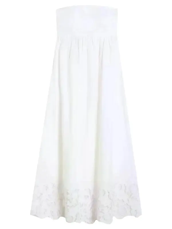 Max Mara Cena Strapless Lace Dress - White