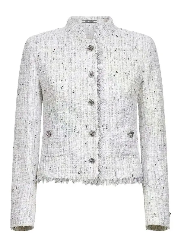 Tagliatore Fringed Guru-collar Jacket - White