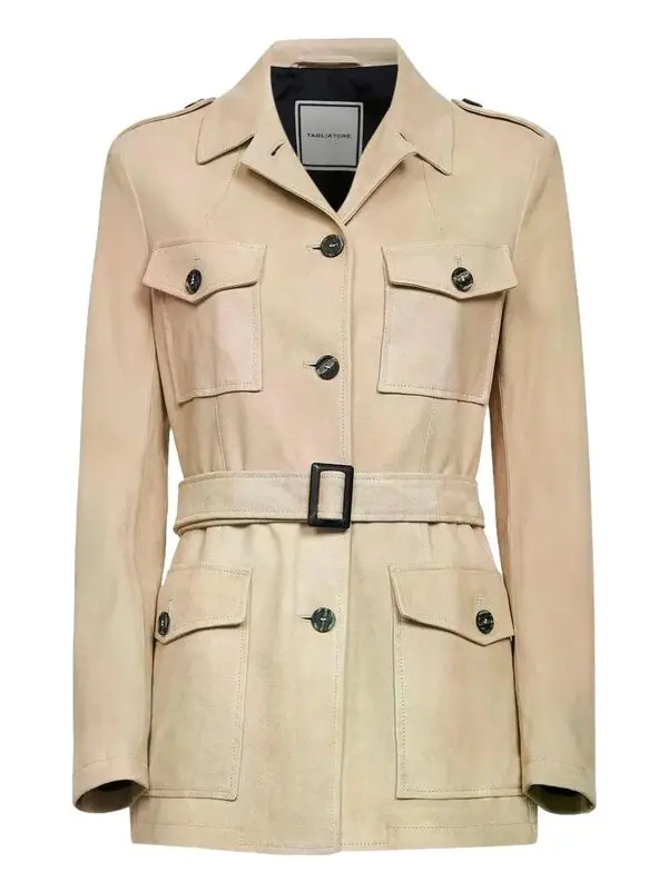 Tagliatore Buttoned Belted Lambskin Jacket - Neutrals