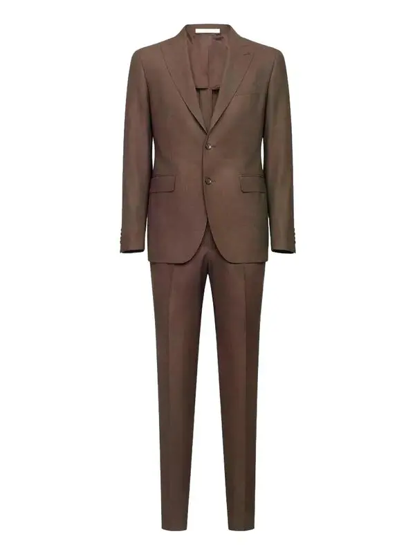 Tagliatore Logo-pin Single-breasted Suit - Brown
