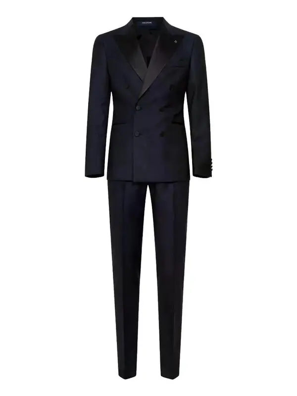 Tagliatore Double-breasted Jacquard Suit - Blue
