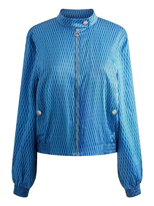 Fusalp Printed Biker Collar Bomber Jacket - Blue