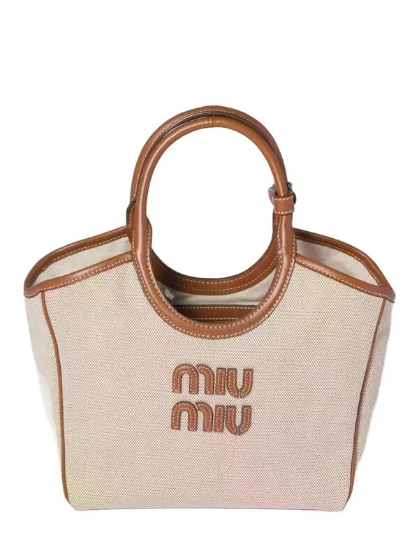 Miu Miu Ivy Canvas Tote - Neutrals